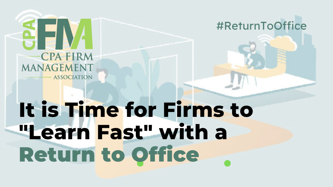 It is Time for Firms to “Learn Fast” with a Return to Office It is Time for Firms to “Learn Fast” with a Return to Office